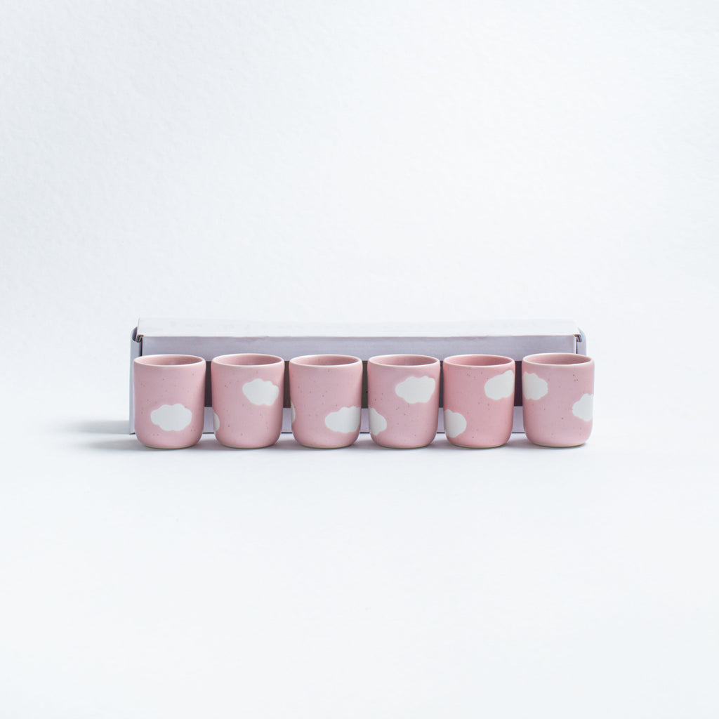 Set of 6 Pink Espresso Cups Cute stoneware ceramic – Egg Back Home USA